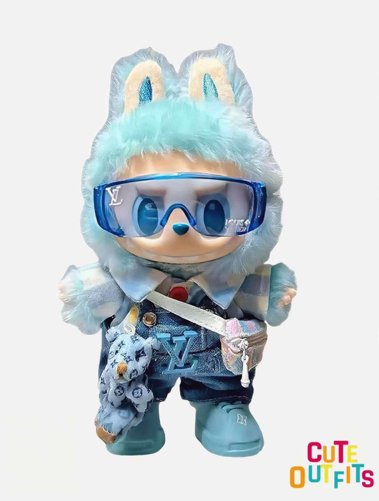 Blue Belt PantsSet LABUBU Doll Clothes-蓝色背带裤套装 – cuteoutfits.net